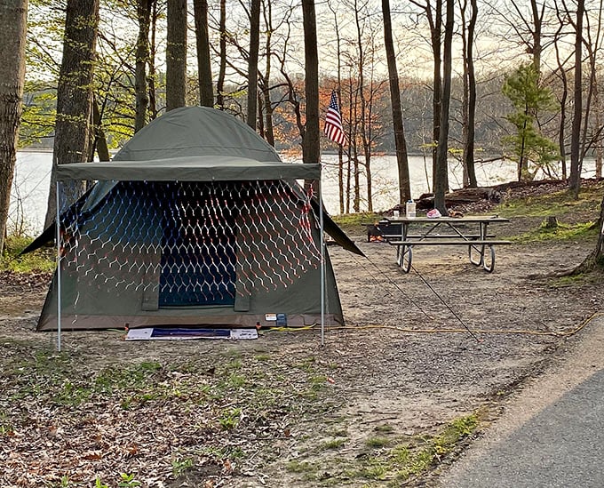 Camping with a view &ndash; where your morning coffee comes with a side of lakefront serenity and birdsong symphony.