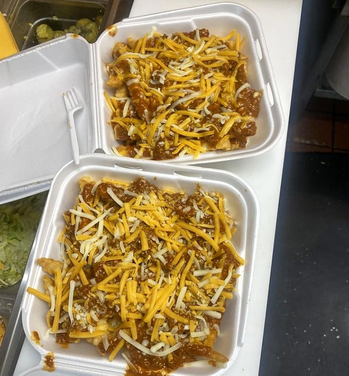 Chili cheese fries that don't mess around. This glorious mess of crispy potatoes, savory chili, and melted cheese demands a fork&mdash;or at least extra napkins.