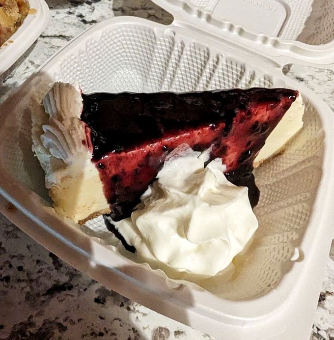 Cheesecake that's having an identity crisis&mdash;is it dessert or artwork? The berry topping adds just enough tang to cut through the richness. 