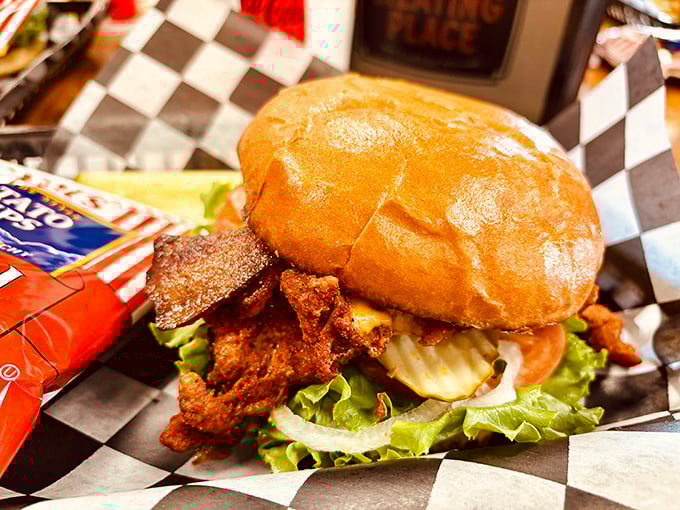 This chicken sandwich isn't just big &ndash; it's the "I should have worn my stretchy pants" kind of big. The crispy edges practically wink at you.