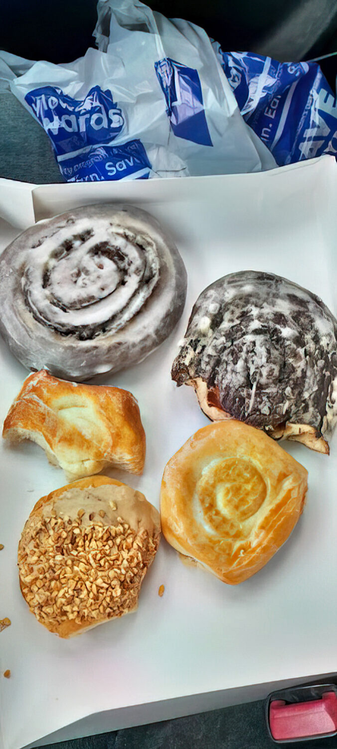 Cinnamon rolls the size of dinner plates, swirled with enough spice to warm hearts on coldest mornings.