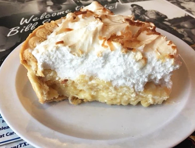 Coconut cream pie with a cloud of whipped topping that makes you wonder why anyone bothers with fancy desserts. Pure comfort.