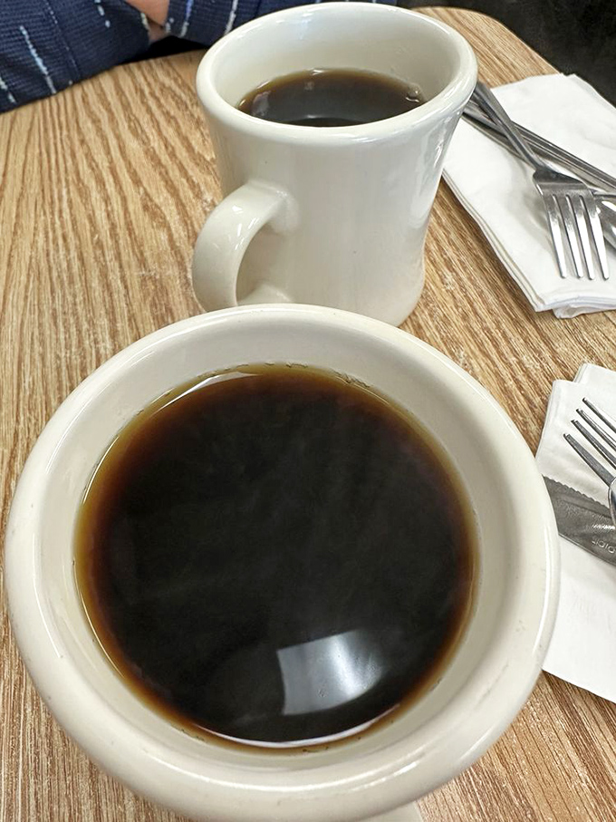 Coffee at diners like this isn't just a beverage&mdash;it's a supporting character in your morning story, reliable and comfortingly predictable.