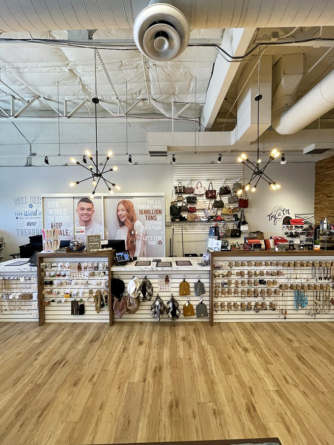 The checkout counter showcases small treasures and impulse buys that complete any successful shopping expedition.