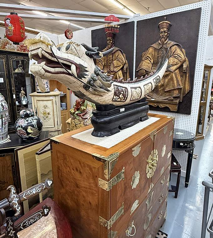 That dragon boat sculpture isn't just decorative&mdash;it's practically demanding to be the centerpiece of someone's Asian art collection.