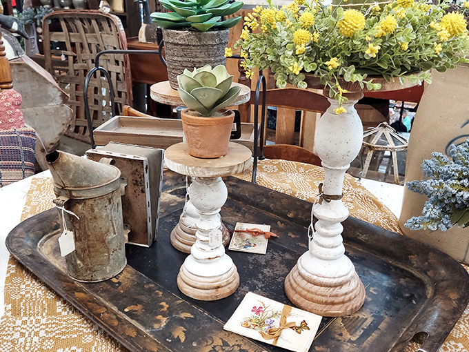 Rustic candleholders and succulents arranged with Pinterest-worthy precision—proof that someone's "I could make that" actually became "I did make that."