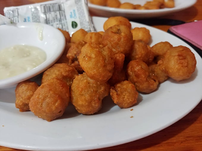Golden-fried mushroom nuggets that crunch like nature's popcorn. Dip these beauties in ranch and you'll forget fancy appetizers ever existed.