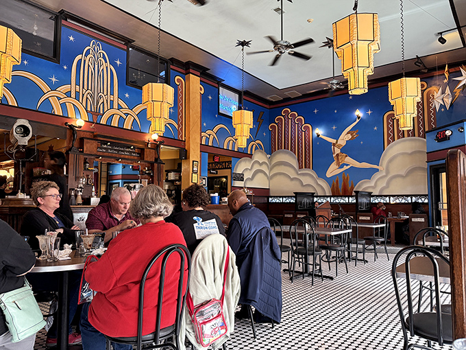 Where generations gather under celestial Art Deco ceilings to share stories and ice cream, proving some traditions are worth preserving in our digital age.