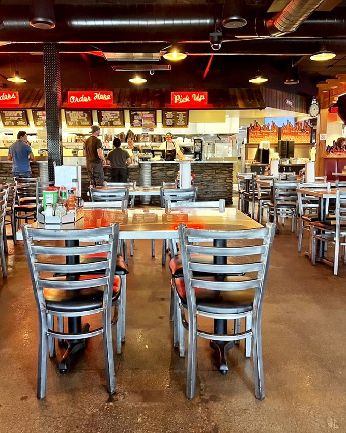 The calm before the storm&mdash;empty tables that will soon host the beautiful chaos of sauce-smeared napkins and satisfied smiles.