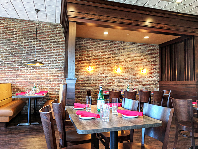Exposed brick walls and thoughtfully arranged tables create that "neighborhood gem" atmosphere where memories are made between bites of pasta.