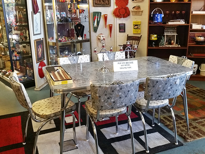 This chrome and Formica dining set isn't just furniture&mdash;it's a time machine to 1950s breakfast nooks where families planned their American Dreams.