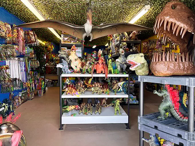 Jurassic Park meets retail therapy! This dinosaur-themed stall would make Jeff Goldblum stammer with delight at the, uh, life finding a way.