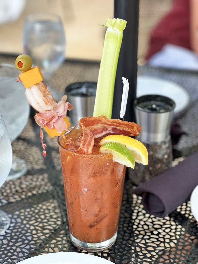 Not your average Bloody Mary&mdash;this is breakfast, appetizer, and cocktail in one magnificent glass. That bacon garnish isn't just for show.