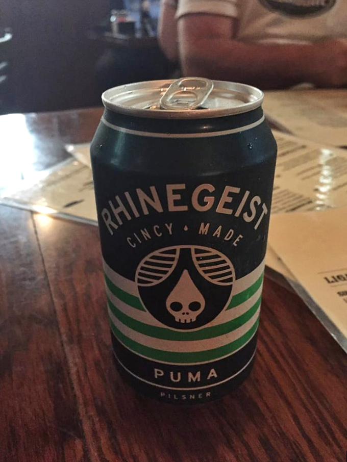 Cincinnati-made Rhinegeist Puma Pilsner&mdash;the perfect corner man for your burger bout. Cold, crisp, and ready to refresh between bites.