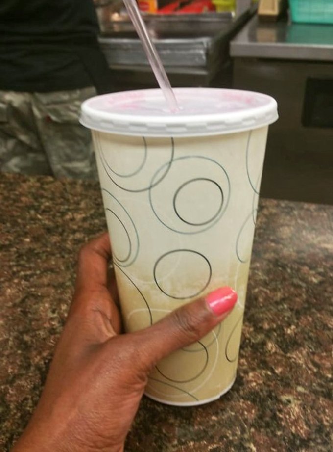 The legendary Ishkabibble's drink&mdash;half lemonade, half grape juice, all refreshment. Like summer in a cup, cutting through cheesesteak richness.