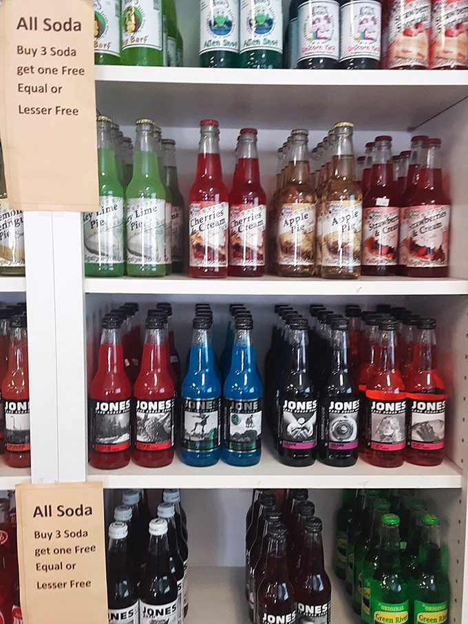The soda selection reminds us of simpler times, when choosing between cherry and lime was life's biggest decision. Jones Soda for the win!