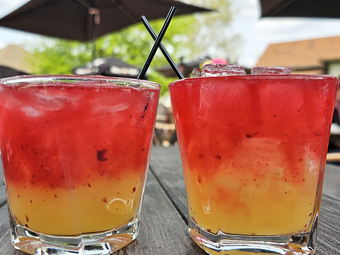 Sunset in a glass! These vibrant cocktails are the perfect companions for patio dining when the Ohio weather cooperates.