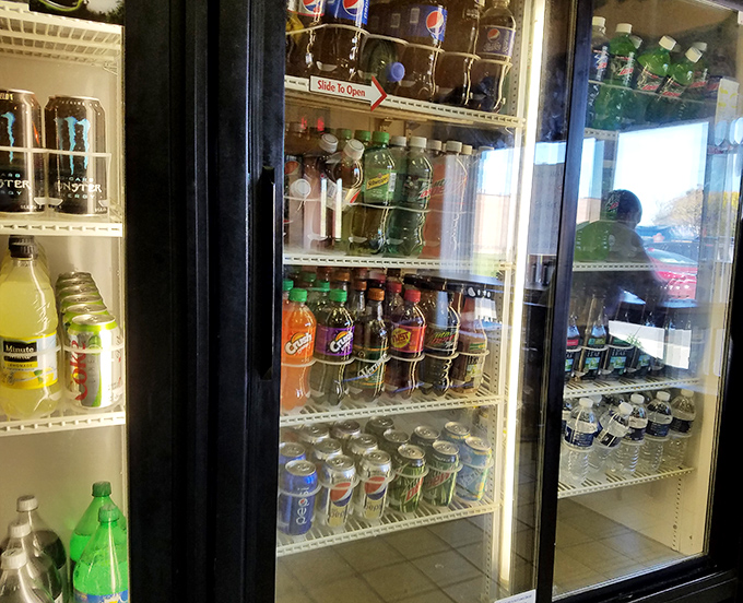 The drink cooler stands ready to provide the perfect companion to your carb-laden feast. Because washing down pepperoni rolls requires proper hydration.