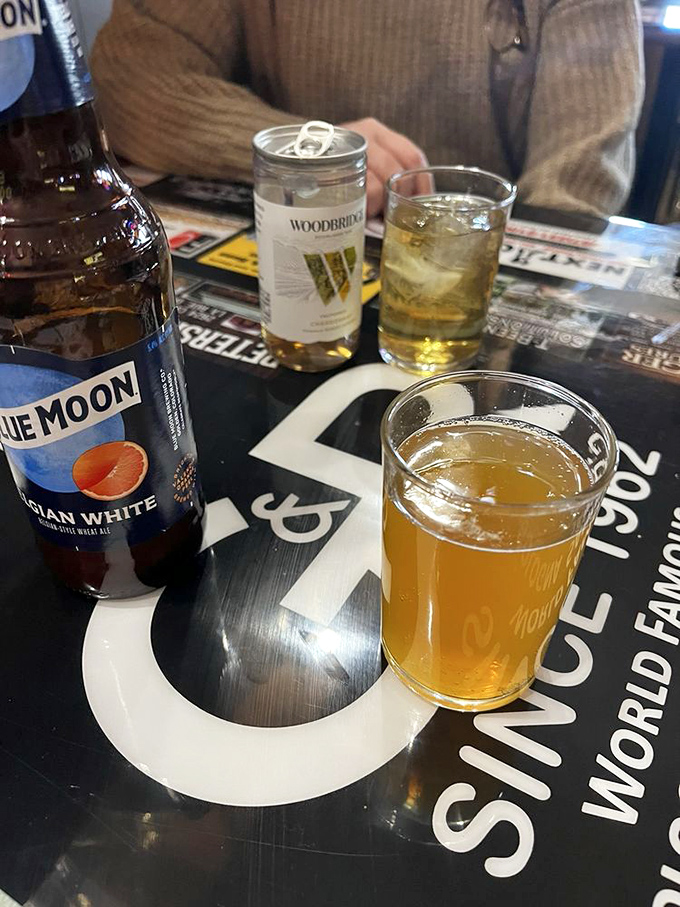 Cold beer in unpretentious glassware&mdash;the perfect companion to cut through the richness of that famous bologna. Sometimes happiness is this straightforward.