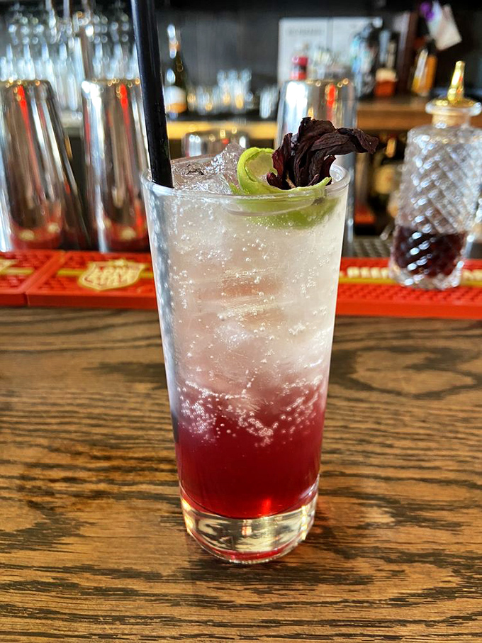 Even the drinks at ZZQ get the Texas treatment &ndash; this crimson beauty is the perfect companion for a barbecue marathon.