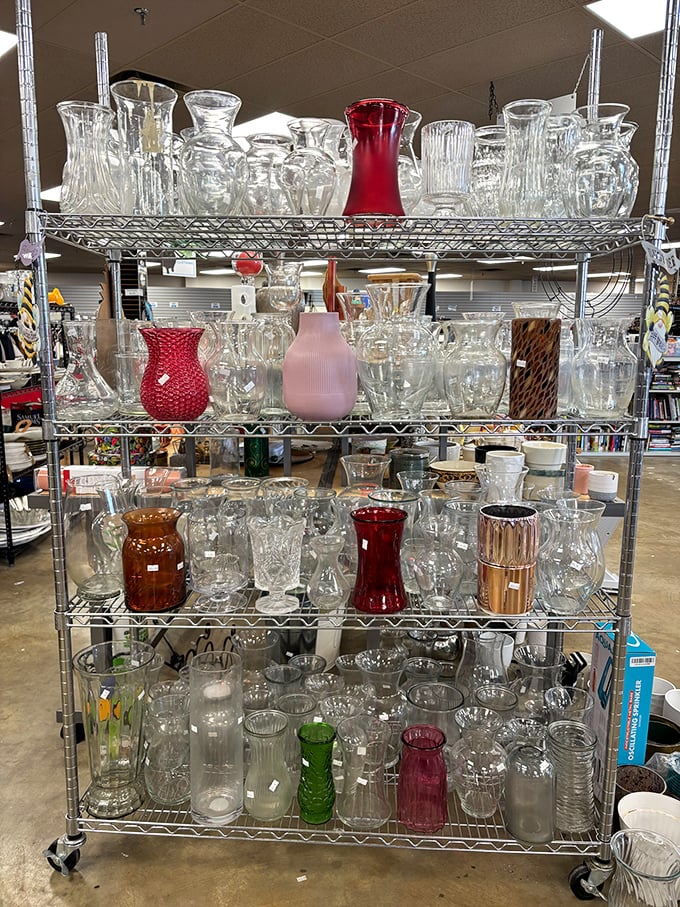 Crystal palace! One person's excess vase collection becomes another's dining room conversation piece&mdash;that red one is calling my name.