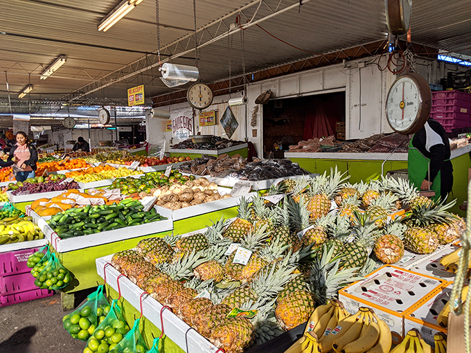 Nature's color palette on full display: fruits and vegetables stacked in such abundance that Renaissance still-life painters would drop their brushes in awe.