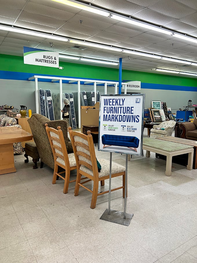 Weekly markdowns transform furniture shopping into a strategic game where patience pays off and yesterday's living rooms become tomorrow's bargains.