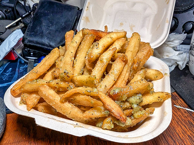 Garlic fries that ensure both vampires and first dates keep their distance. Worth every fragrant, flavor-packed, gloriously pungent bite.