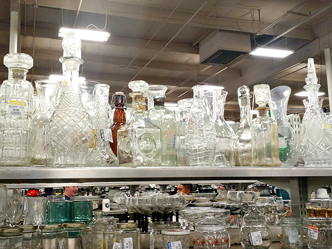 Crystal, glass, and vintage decanters&mdash;perfect for serving guests drinks with a side of "guess what this cost me?"