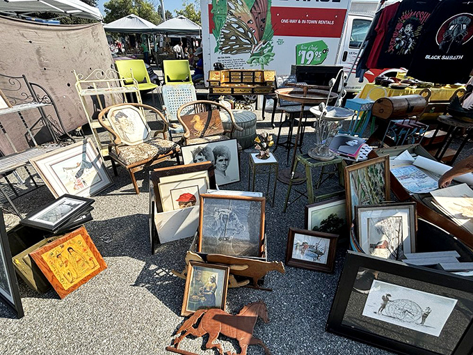 Art and furniture commingling in the sunlight like old friends at a reunion, each piece whispering, "Take me home."