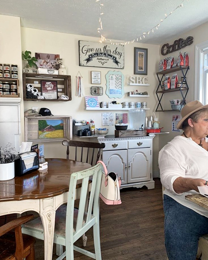 Rustic charm and mismatched chairs create that "grandma's kitchen" vibe, minus the cheek-pinching and uncomfortable questions about your love life.