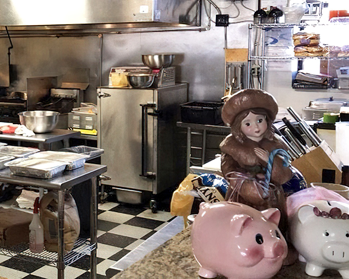 Behind every great meal is a kitchen with character. The whimsical pig figurines watching over the cooking process are clearly good luck charms.