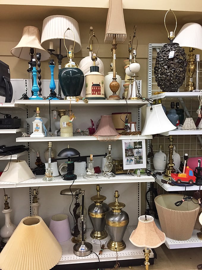 Lamp department: the final resting place for lighting fixtures that once illuminated someone's living room conversations, arguments, and late-night reading sessions.