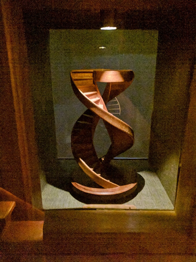 A wooden spiral staircase to... nowhere? Something? The afterlife? In this museum, even the simplest objects become metaphysical puzzles.