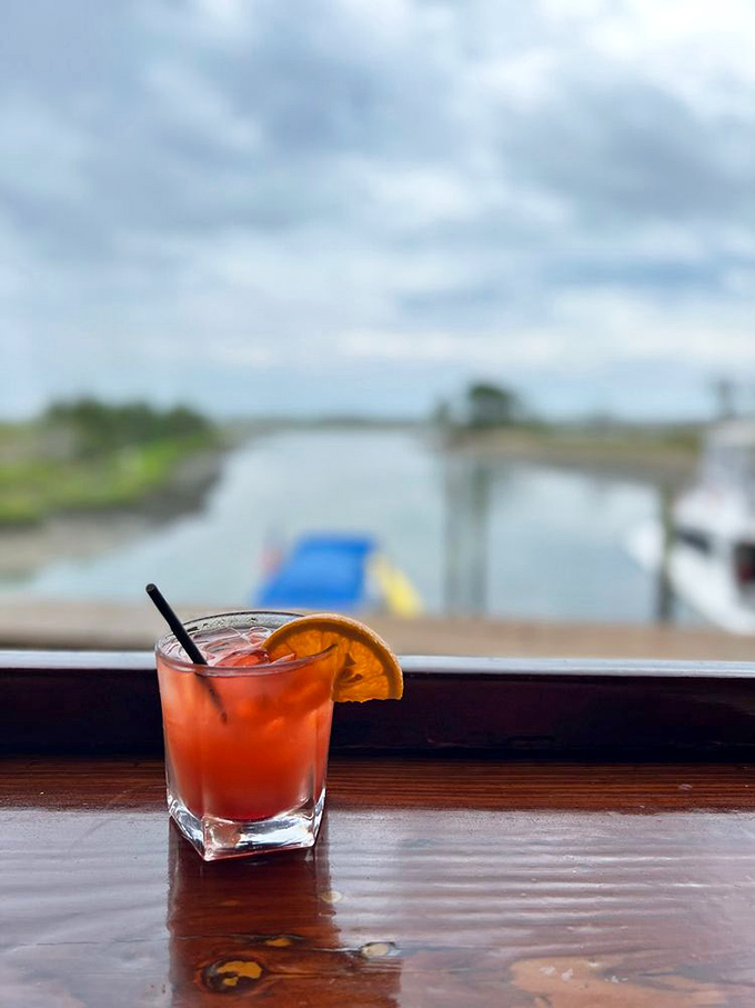 This sunset-colored cocktail isn't just a drink—it's the perfect companion for marsh gazing. Liquid vacation in a glass!