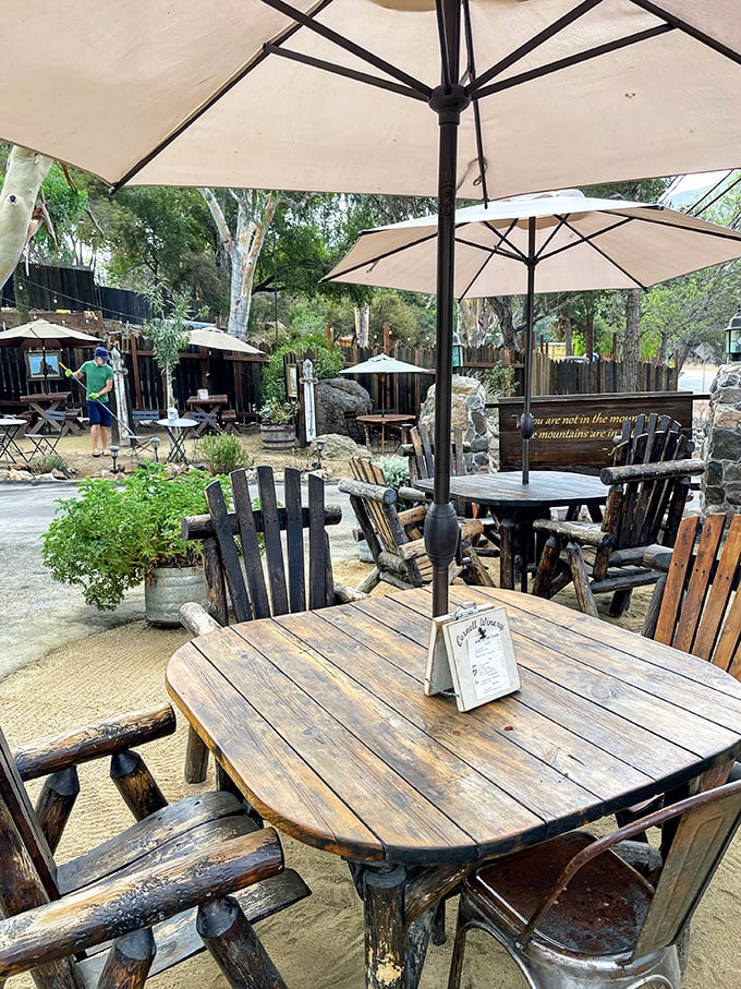 The outdoor seating area feels like dining in a friend's backyard&mdash;if your friend happened to own a slice of rustic paradise in the Santa Monica Mountains.