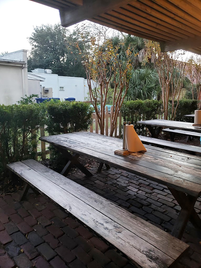 Picnic tables under Florida skies&mdash;the perfect dining room. These weathered wooden benches have hosted countless seafood epiphanies.