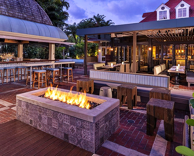 Fire and water&mdash;the outdoor patio combines both elements masterfully. That fire feature isn't just for show; it's for making memories on Florida evenings.