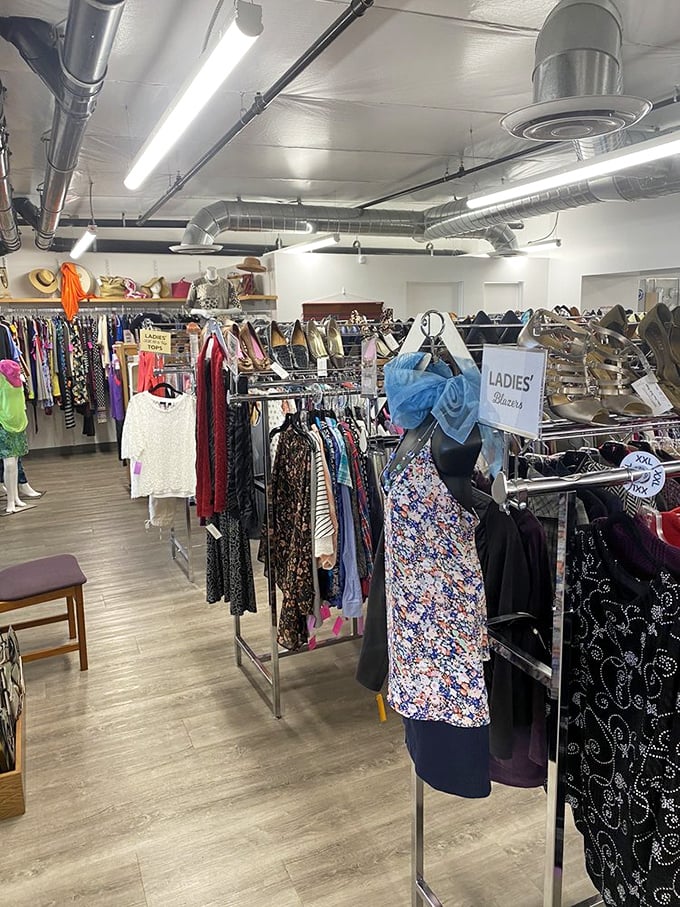 Ladies' dresses that span decades of fashion history, from "I wore that in high school" to "wasn't that on a runway last week?"