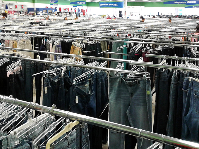 Denim heaven stretches as far as the eye can see. Finding the perfect pair feels like striking gold in this blue jean bonanza.