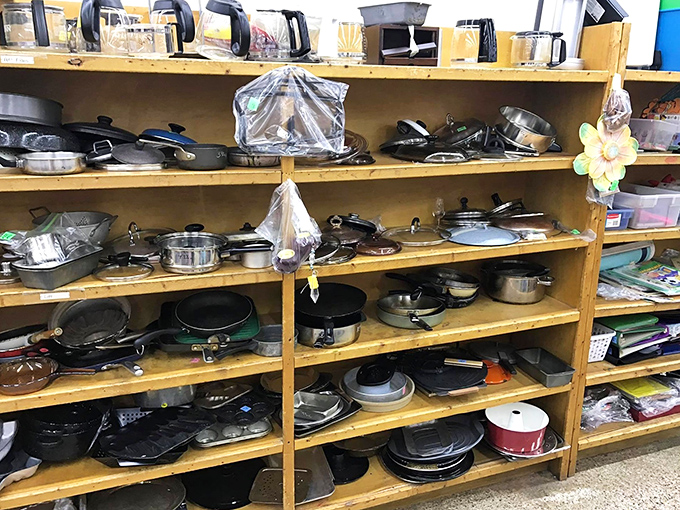 Pots, pans, and kitchen gadgets galore – enough cooking equipment to outfit a restaurant or finally complete your Julia Child fantasies.