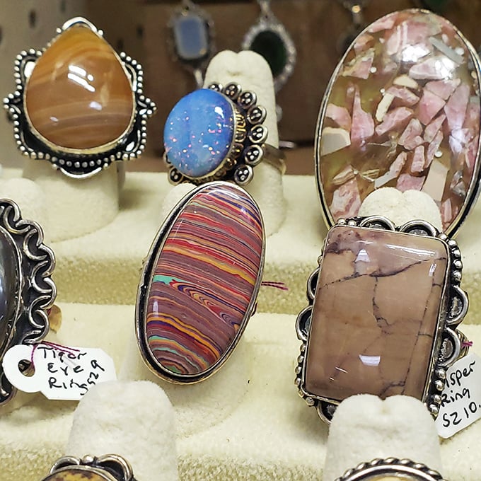 Tiny universes captured in stone and silver. Each vintage ring tells a story that begins the moment you slide it on.