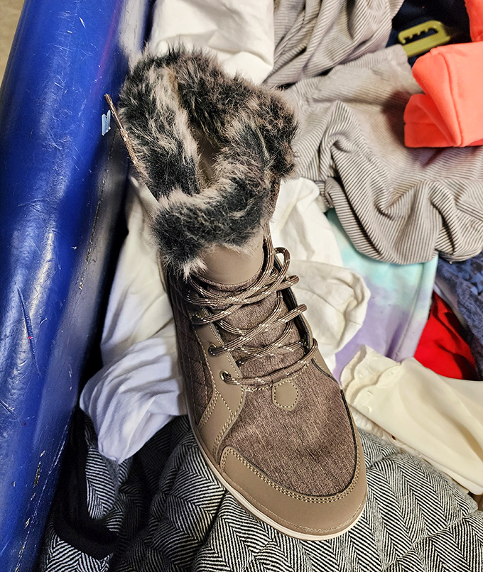 That moment when you spot fur-trimmed boots hiding among summer clothes&mdash;seasonal confusion never looked so stylish.