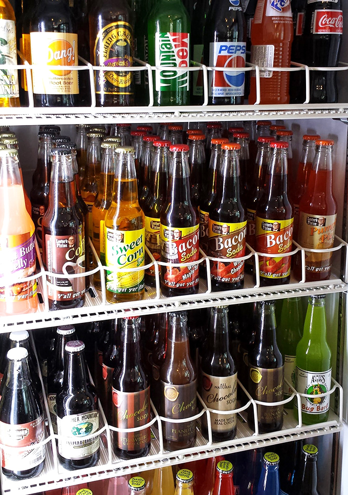 Bacon soda sits proudly beside sweet corn cola. This refrigerator isn't selling drinks&mdash;it's offering liquid adventures your mainstream grocery store wouldn't dare.