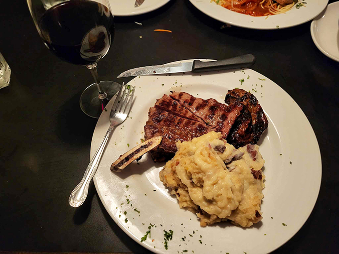 A steak that's dressed for success with a side of mashed potatoes. The perfect meal for when you're feeling particularly deserving.