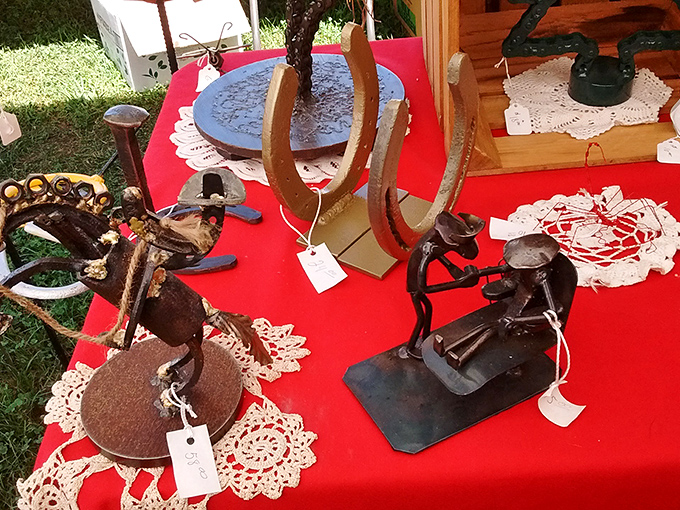 Rustic artistry in metal and imagination. These whimsical sculptures transform industrial scraps into conversation pieces that celebrate rural craftsmanship.