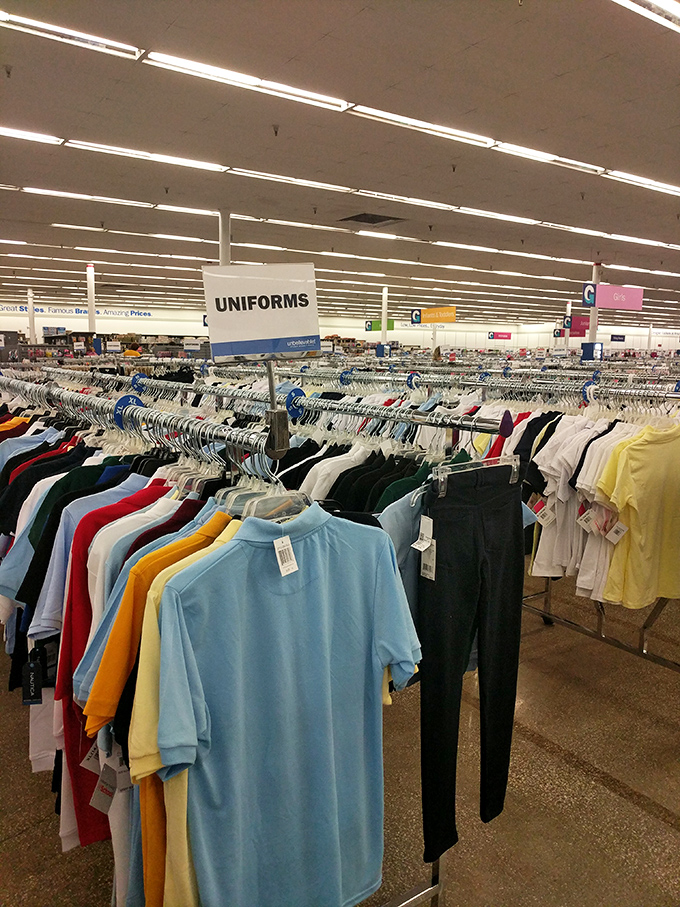 The uniform section: where work clothes meet weekend prices. Professional attire that won't professionally drain your wallet.