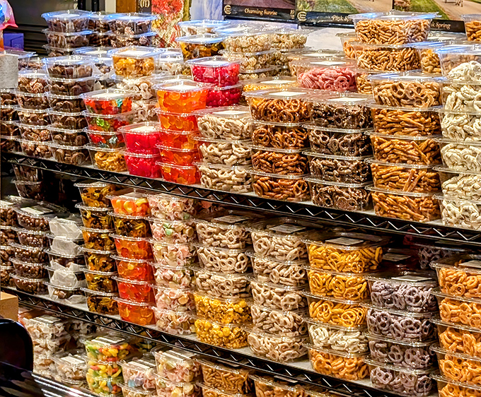 Pretzel paradise! A wall of crunchy, savory perfection awaiting its inevitable introduction to cheese. The perfect supporting cast for dairy's main event.