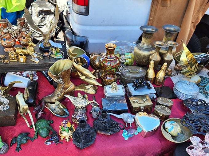 Brass menageries and vintage curios create a tabletop museum where each piece whispers stories of previous lives and homes.