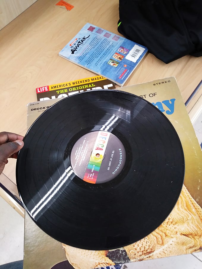 Each vinyl record tells a story—some forgotten, some legendary—waiting for someone to drop the needle and listen once more.